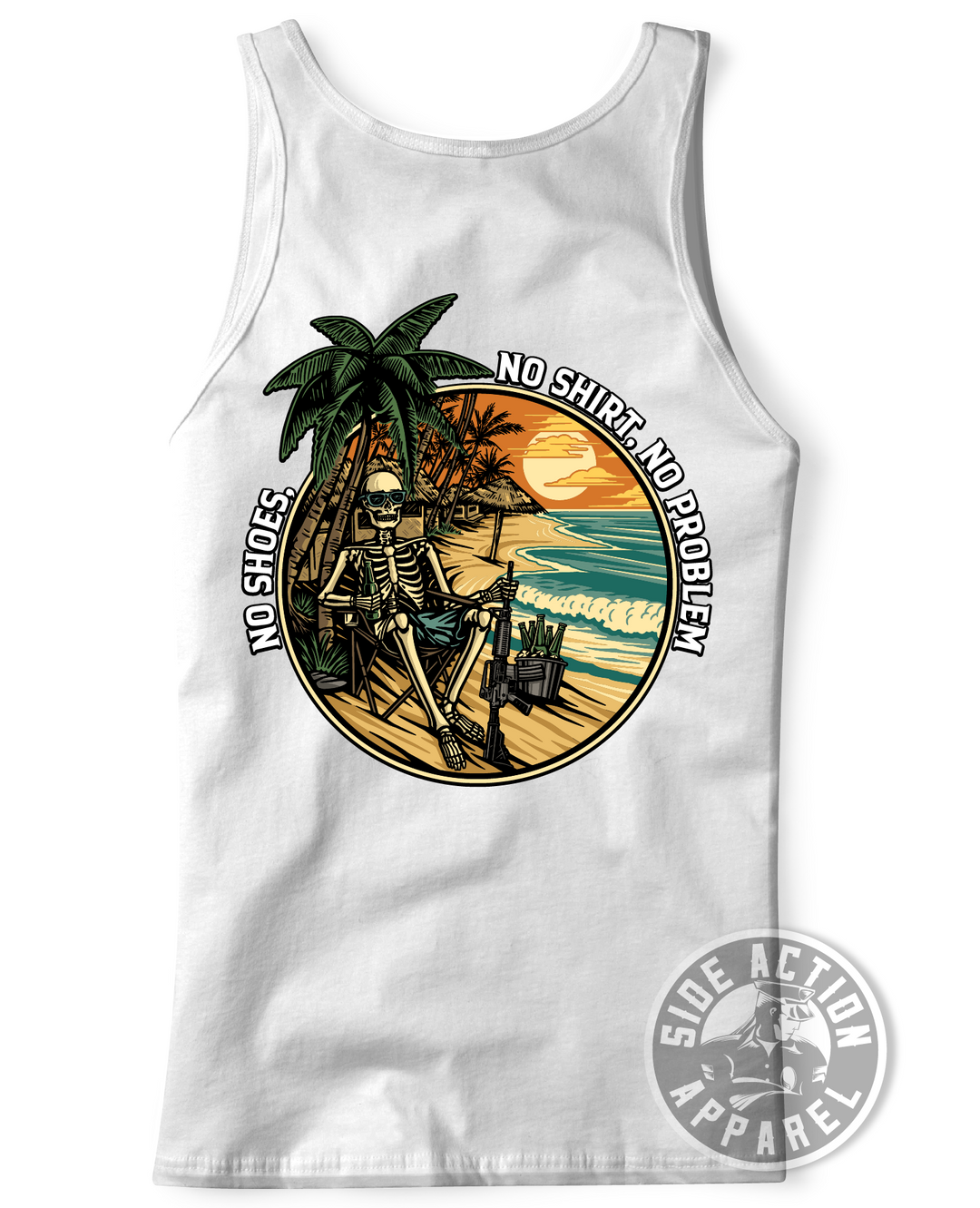 Tank Top - No Shoes, No Shirt, No Problem - Side Action Apparel