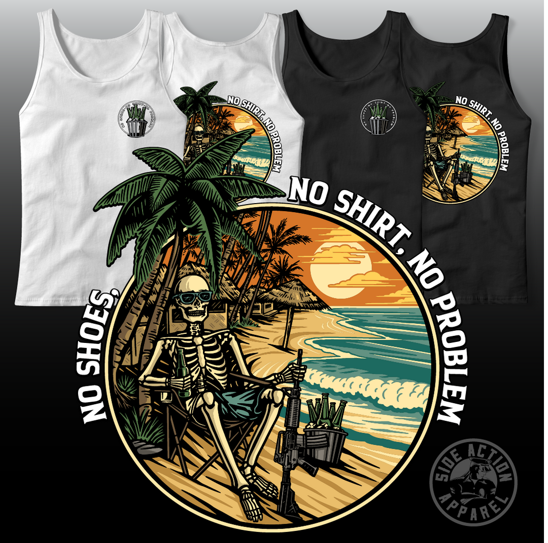 Tank Top - No Shoes, No Shirt, No Problem - Side Action Apparel