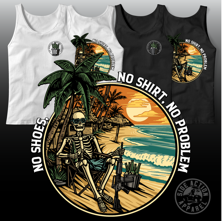 Tank Top - No Shoes, No Shirt, No Problem - Side Action Apparel